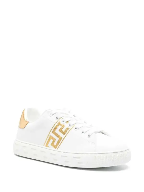Versace Leather Sneakers With Greek Embroidery