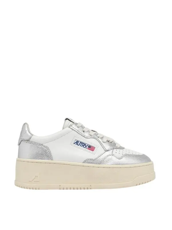AUTRY Sneakers Platform Low In Pelle Bianca E Argento - White