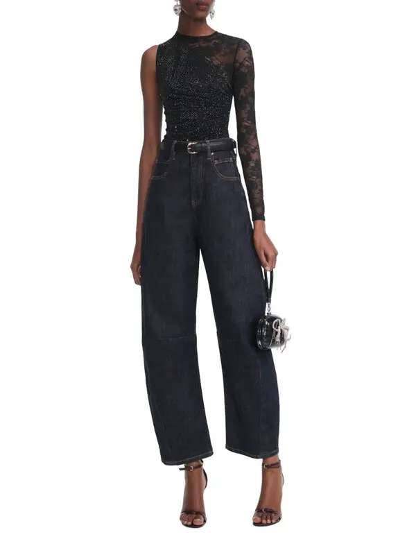 SELF-PORTRAIT One Shoulder Floral Lace Top