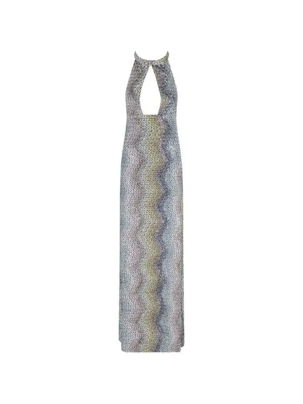 Missoni Long Lamé Dress With Sequins And Cutouts - Multi