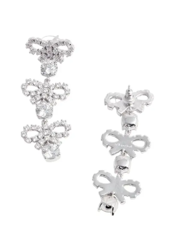 SELF-PORTRAIT Crystal Micro Bow Tiered Earrings