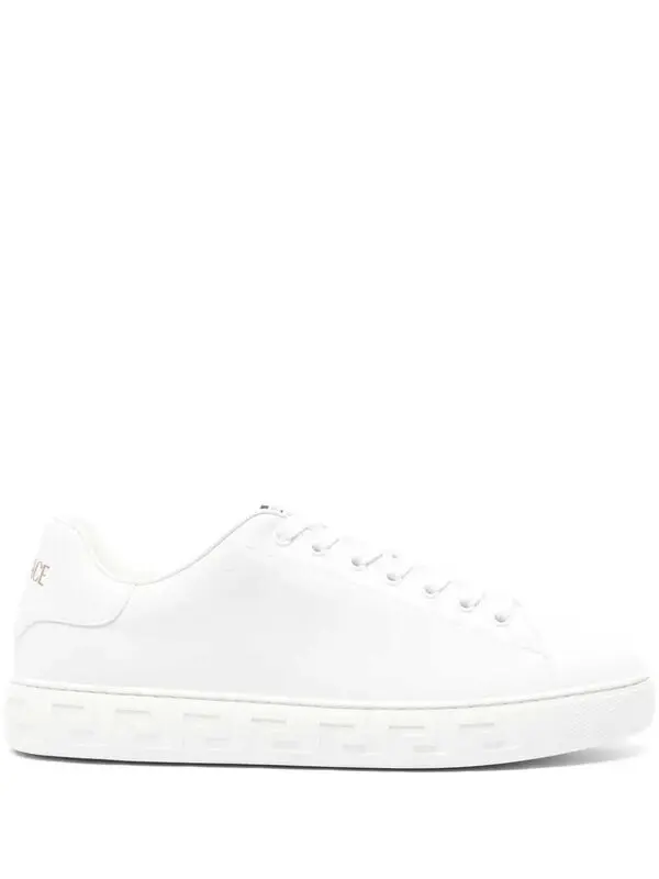 Versace Greca Sneakers In Faux Leather - White