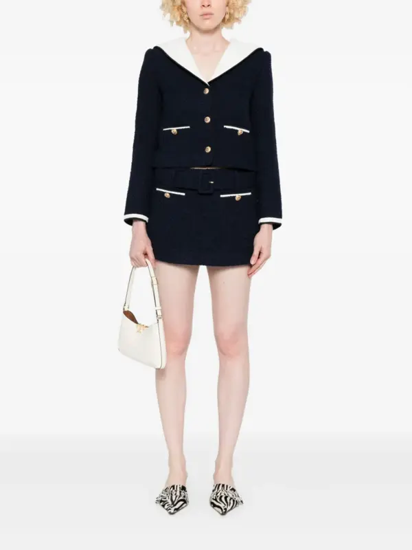 SELF-PORTRAIT Bouclé Mini Skirt With Shorts