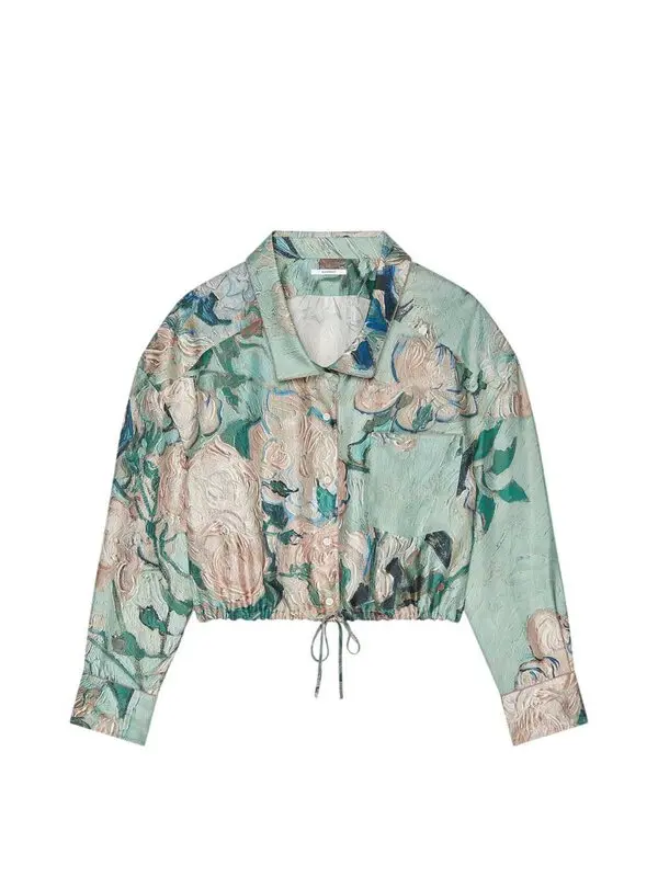 Givenchy Short Silk Shirt With Rose Print - Green