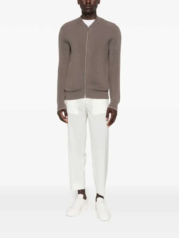 Brunello Cucinelli Ribbed Cardigan With Zip Closure