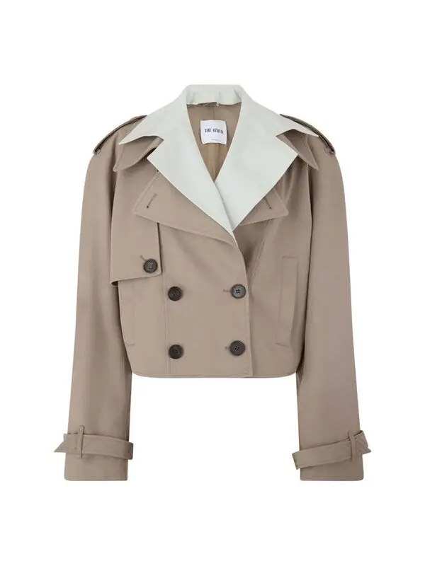 Attico Short Gabardine Trench Coat - Grey