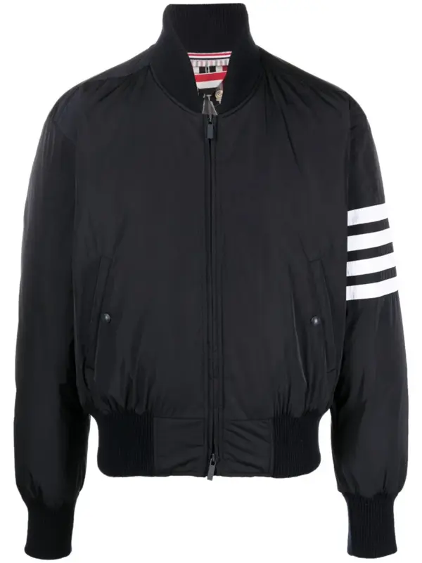 Thom Browne Bomber Jacket With 4-stripe Detail - Blue