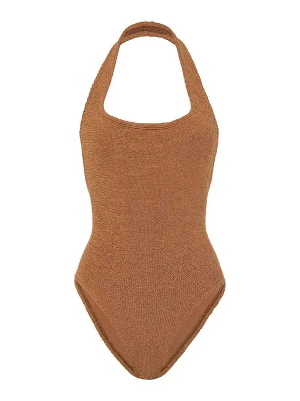 Hunza G Sand-colored Halterneck One-piece Swimsuit - Brown