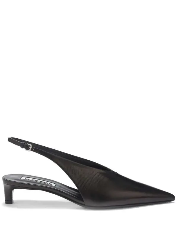 JIL SANDER Leather Pump With Ankle Strap - Black