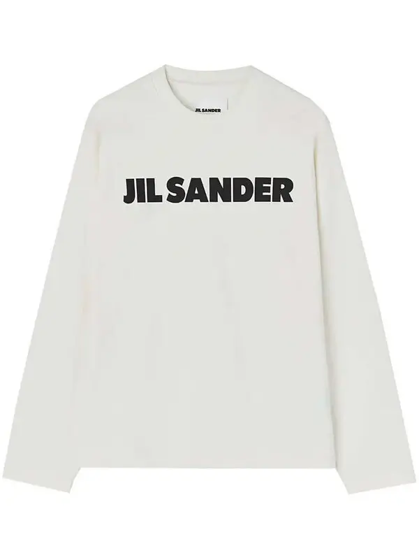 JIL SANDER Long-sleeved Shirt With Logo Print - White