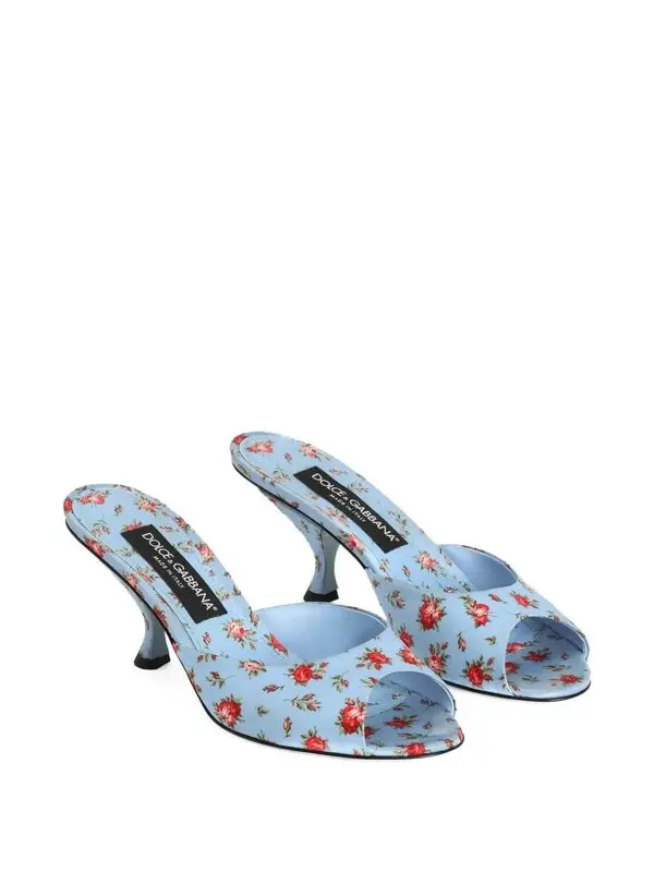 Dolce & Gabbana Keira Floral Print Satin Stiletto Sandals