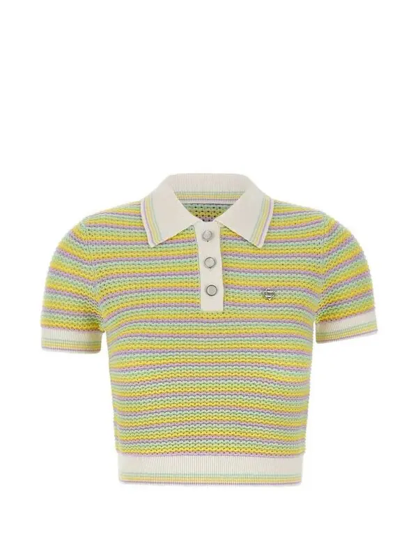 Casablanca Striped Polo Shirt With Bourgeois-style Logo - Multi