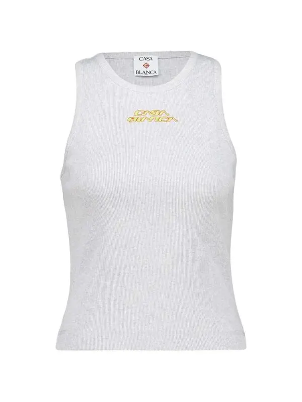 Casablanca Ribbed Tank Top With Logo Print