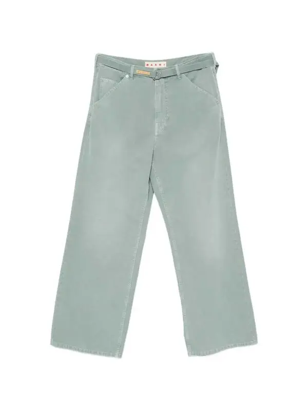 Marni Wide-leg Trousers With Belt - Blue
