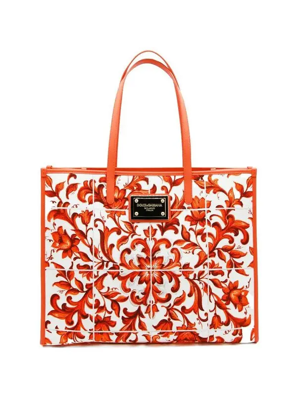 Dolce & Gabbana Majolica Print Tote Bag - Yellow & Orange