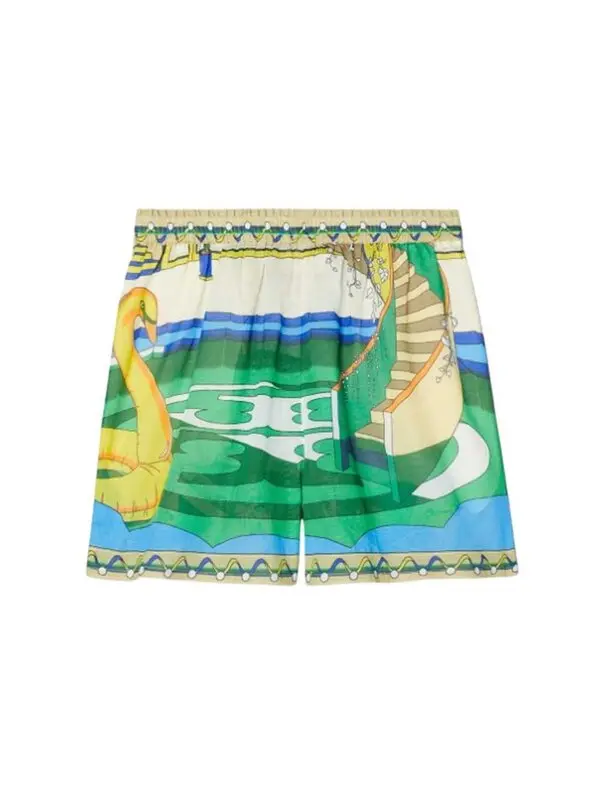 Tory Burch Printed Camp Shorts - Blue