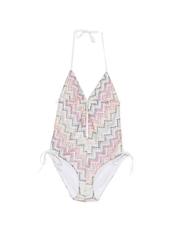 Missoni Halterneck Swimsuit With Zigzag Knit