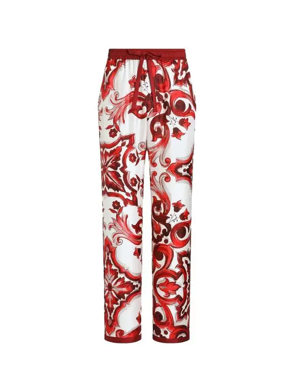 Dolce & Gabbana Majolica Print Twill Vanity Trousers - Red