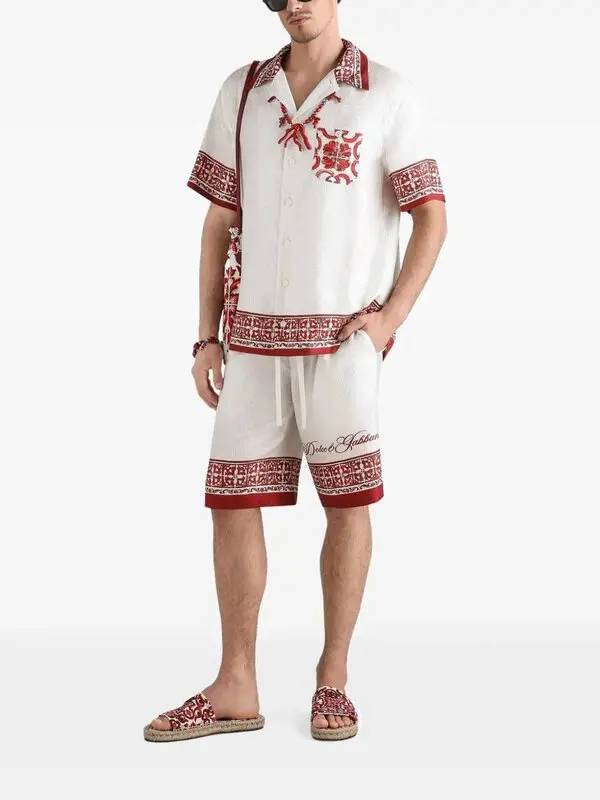 Dolce & Gabbana Jacquard Twill Bermuda Shorts With Majolica Print