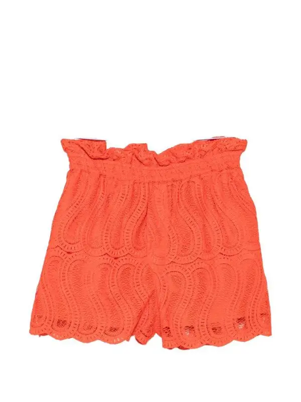 Raquel Diniz Bahia Guipure Lace Ruffle Shorts - Red