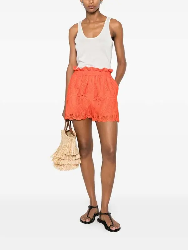 Raquel Diniz Bahia Guipure Lace Ruffle Shorts