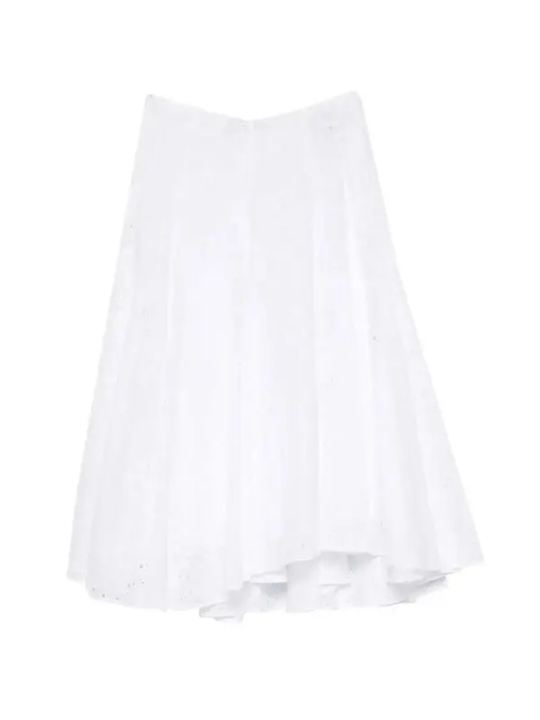 Tory Burch Broderie Anglaise Midi Skirt With Drawstring Waist - White