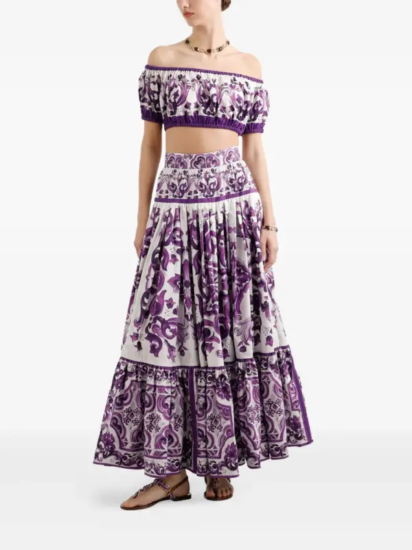 Dolce & Gabbana Long Skirt With Majolica Print