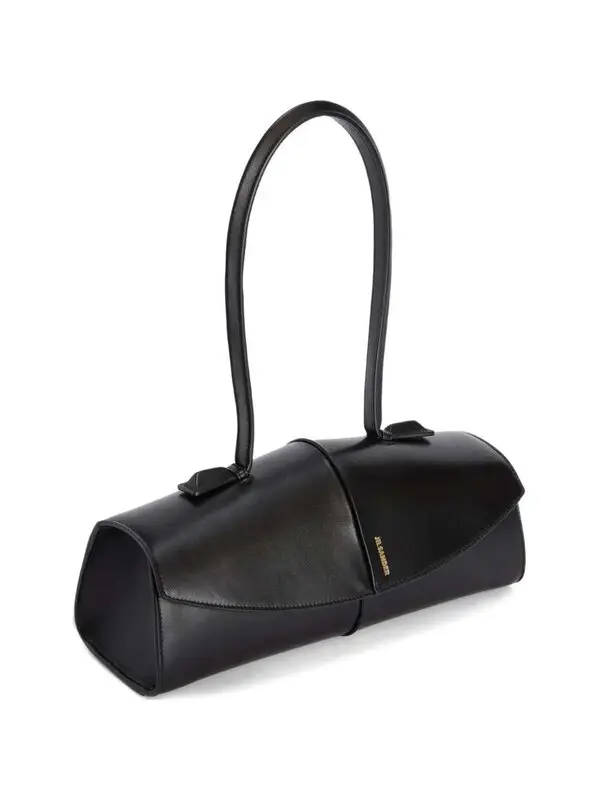 JIL SANDER Linea Leather Shoulder Bag - Black