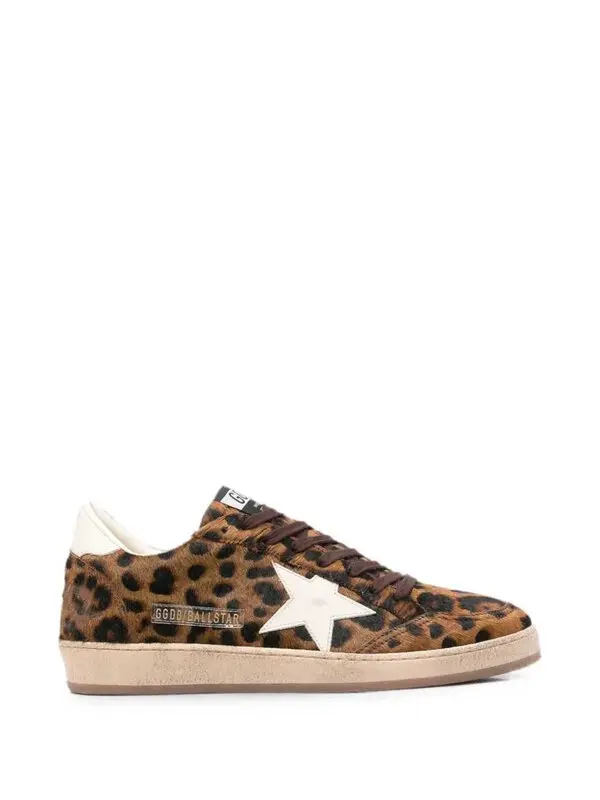 GOLDEN GOOSE Ball Star Leopard Print Sneakers - Brown