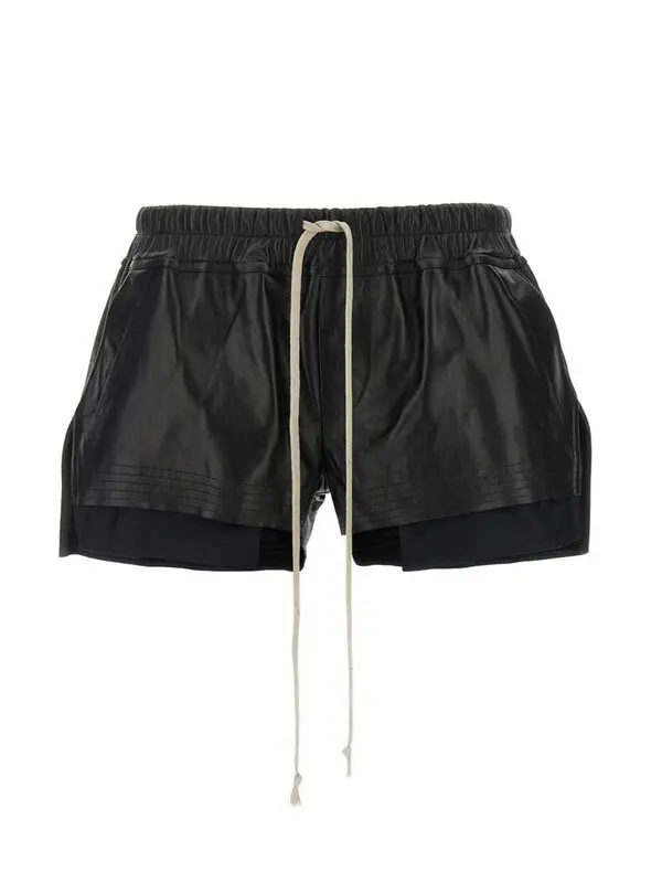 Rick Owens Leather Shorts Fog Boxers - Black
