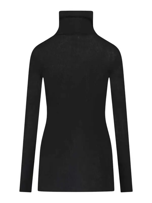 Rick Owens Ribbed Wool Turtleneck Sweater - Black