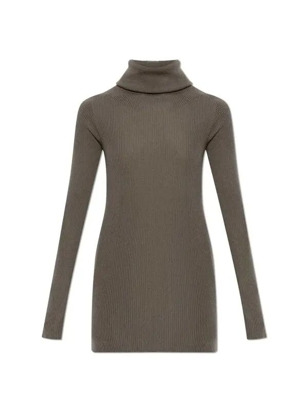 Rick Owens Ribbed Wool Turtleneck Sweater - Grey