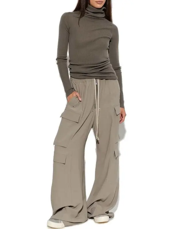 Rick Owens Ribbed Wool Turtleneck Sweater - Grey
