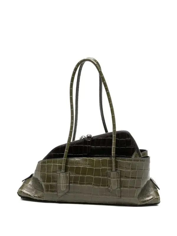 Attico La Passeggiata Small Crocodile-effect Shoulder Bag - Green