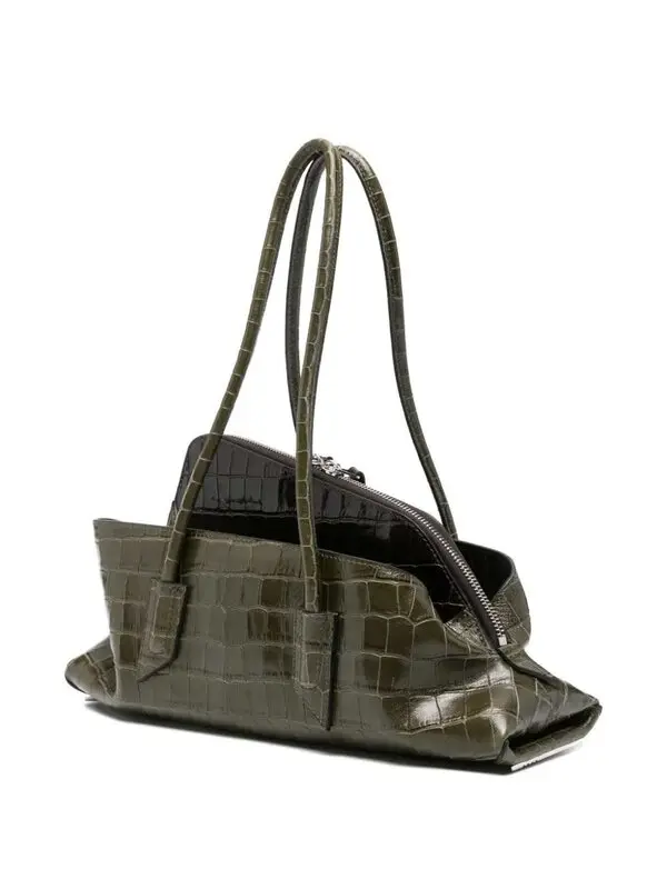 Attico La Passeggiata Small Crocodile-effect Shoulder Bag - Green