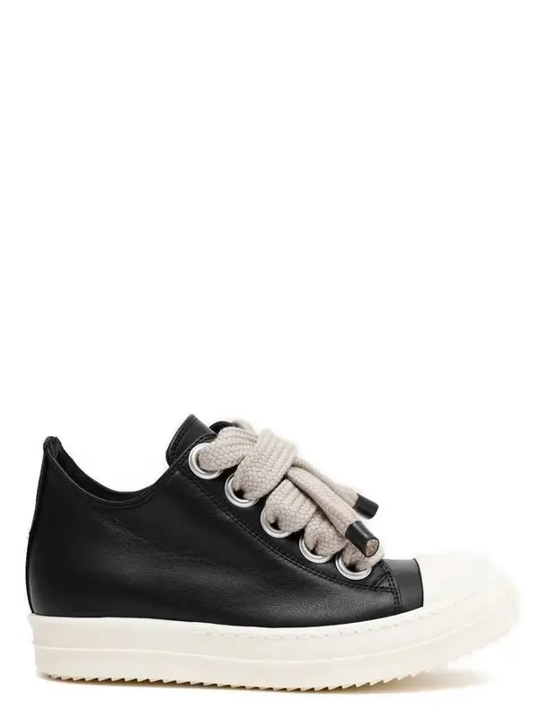 Rick Owens Leather Shoes Jumbolace Low Sneakers - Black