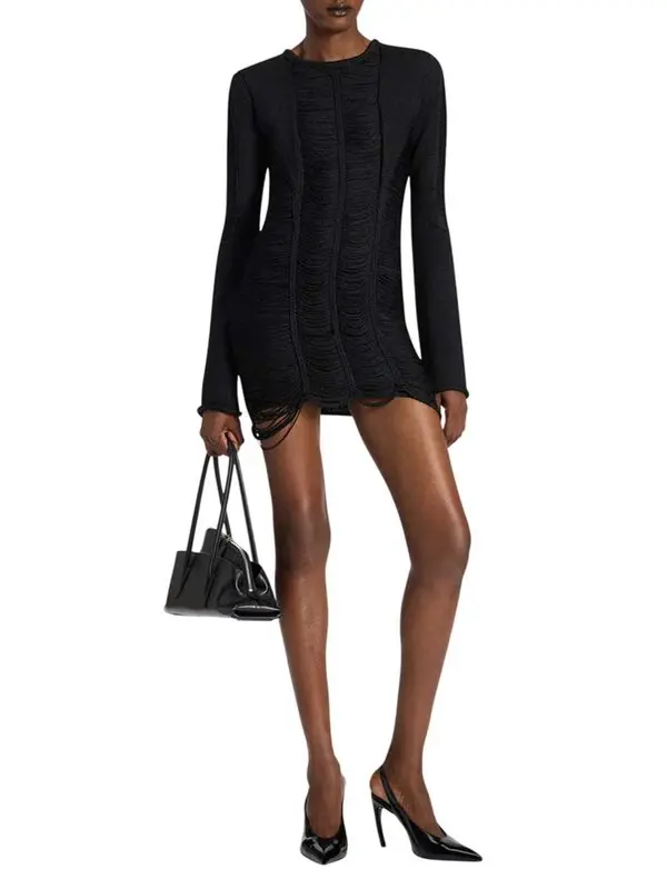 Attico Viscose Mini Dress With Fringe
