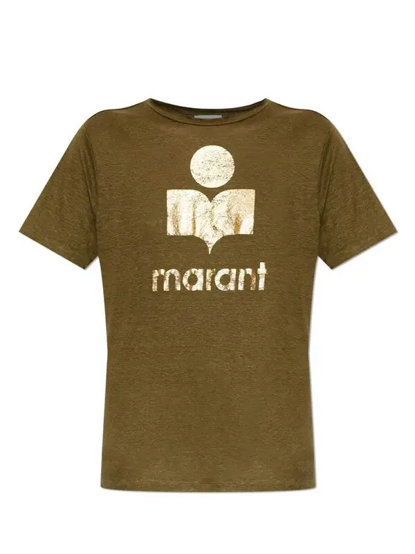 MARANT ETOILE Zewel Printed Linen T-shirt - Green