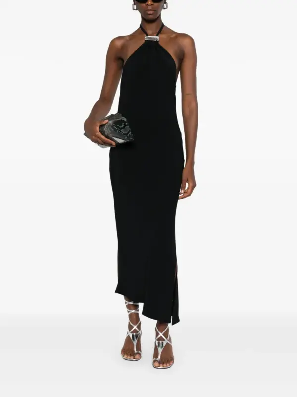 Attico Halterneck Midi Dress - Black
