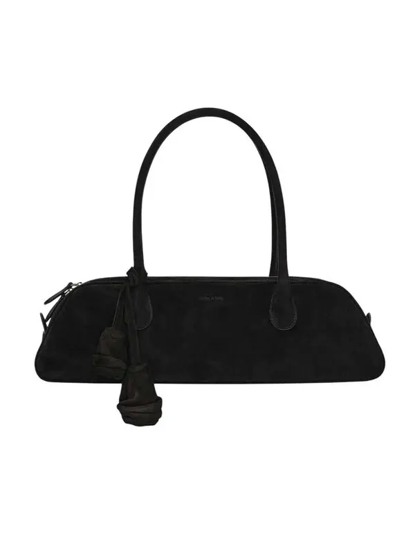 Magda Butrym Brigitte Trapeze Bag In Suede With Flower Charm - Black