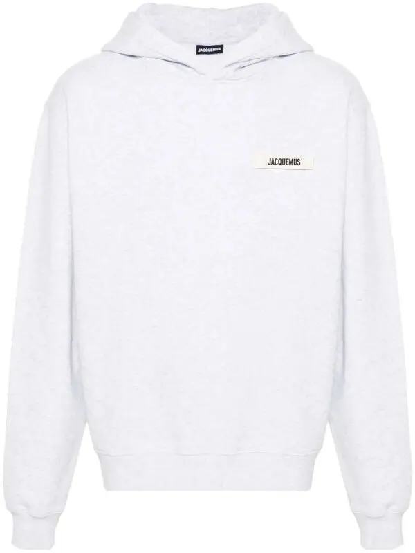 Jacquemus Grosgrain Logo-appliqué Hoodie - Grey