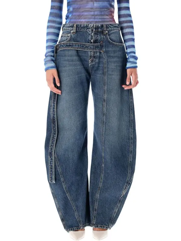 JEAN PAUL GAULTIER Low-waist Jeans With Front Strap Detail - Blue