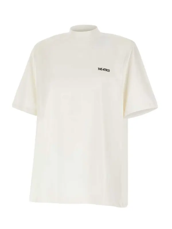 Attico High-neck T-shirt With Logo Print - White