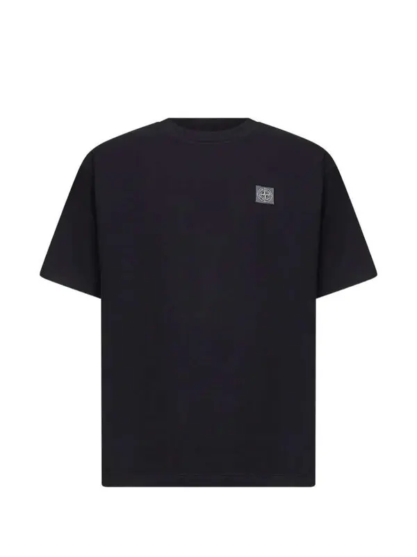 Stone Island T-shirt With Logo Patch - Black