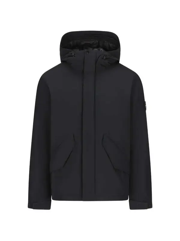 Stone Island Logo-patch Hooded Sweatshirt - Black