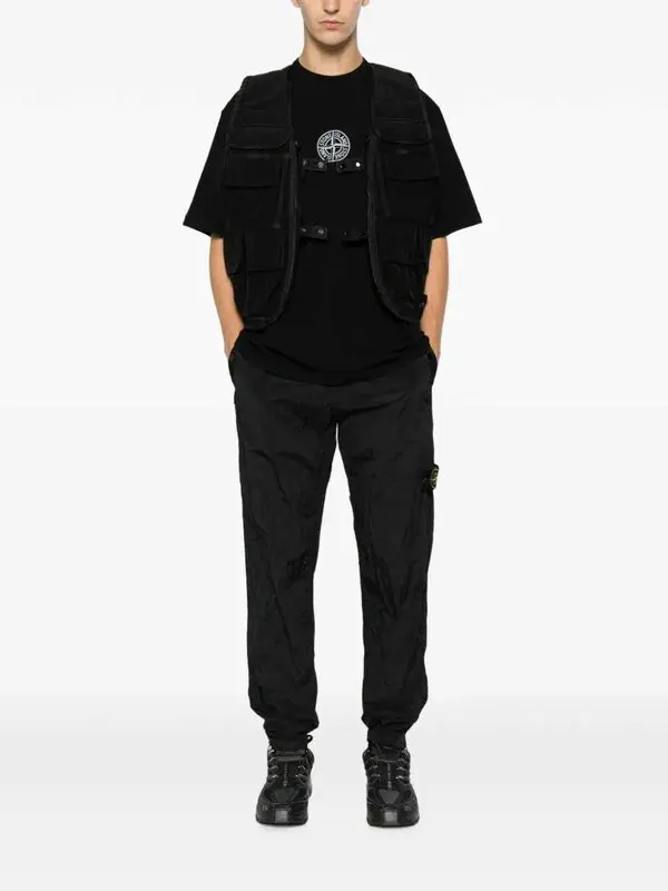Stone Island Crinkled Sweatpants With Logo Patch