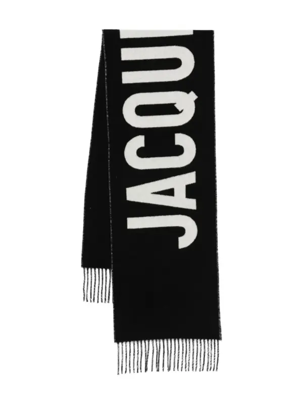 Jacquemus Scarf With Embroidered Logo - Black