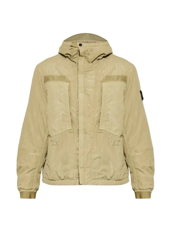 Stone Island Hooded Jacket With Brand Logo Patch - Green