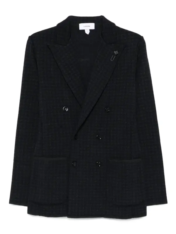 LARDINI Double-breasted Jacket With Houndstooth Pattern