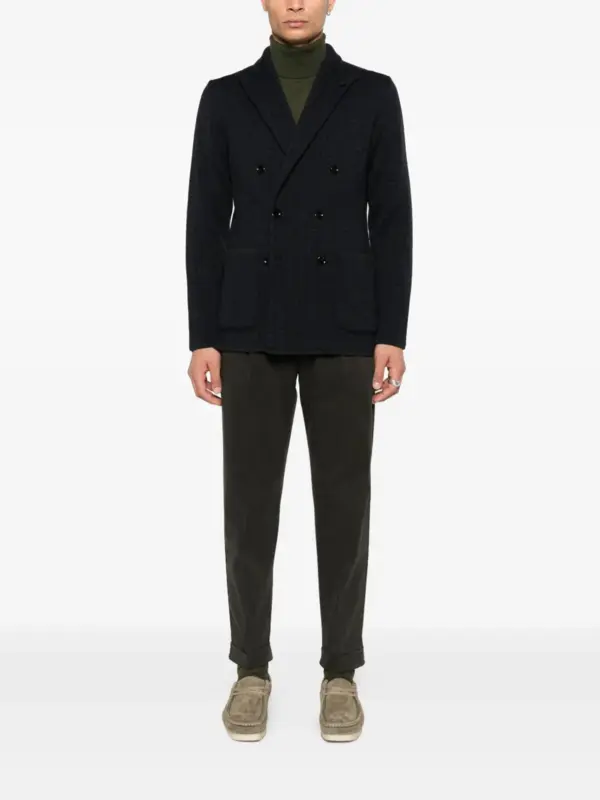 LARDINI Double-breasted Jacket With Houndstooth Pattern